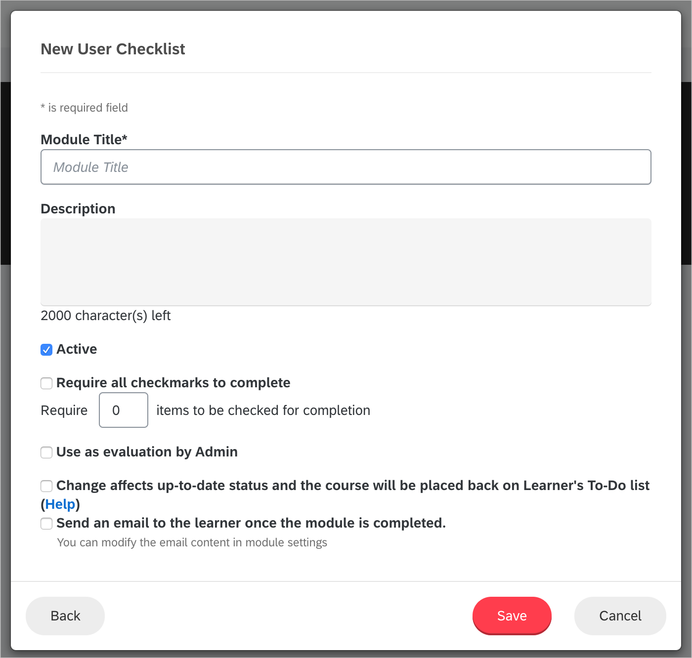 Adding a User Checklist to a Course – Healthicity Support